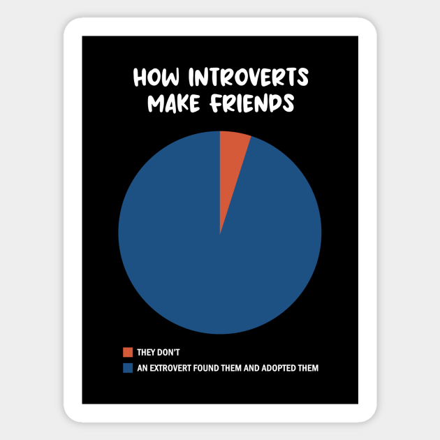 How Introverts make friends - Introvert - Sticker | TeePublic
